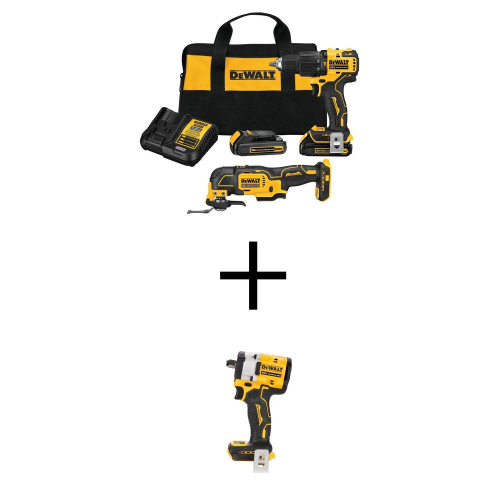 DEWALT ATOMIC 20V MAX Lithium-Ion Cordless Brushless 2 Tool Combo Kit ...