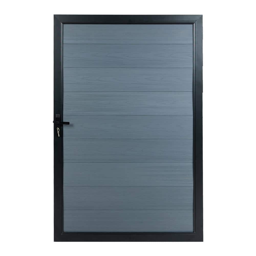 mondaria Safety 4 ft. W x 6 ft. H Grey Composite Panel Fence Gate with ...