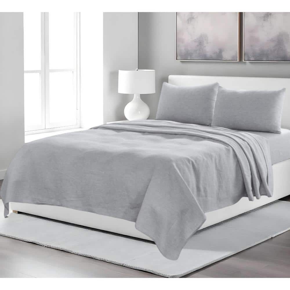 HomeRoots 4-Piece White Solid Color Linen King Sheet Set 2000520706 ...