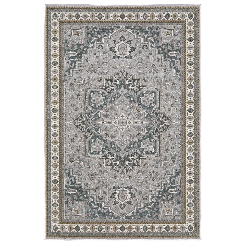AVERLEY HOME Edgewater Blue/Gray 4 ft. x 6 ft. Traditional Center ...