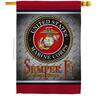 Breeze Decor 28 in. x 40 in. Semper Fi US Marine House Flag Double ...