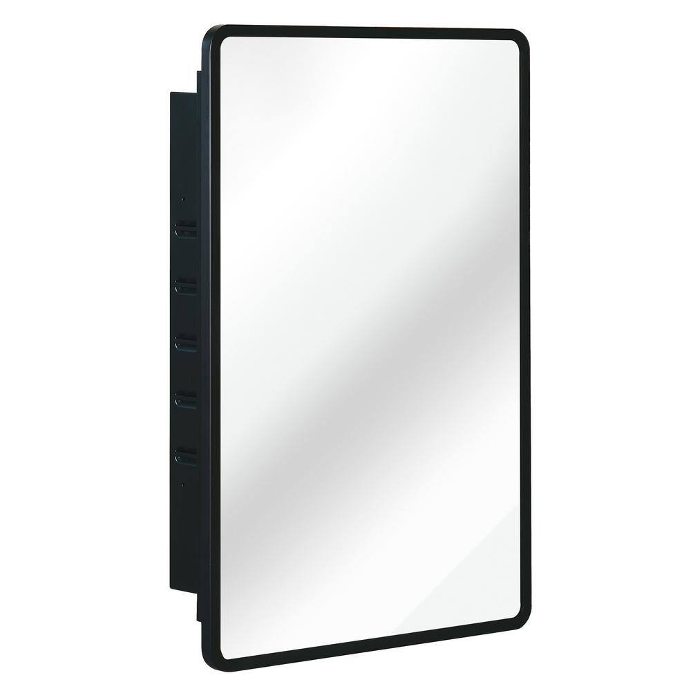 FAMYYT 20 in. W x 30 in. H Matte Black Rectangular Metal Framed ...