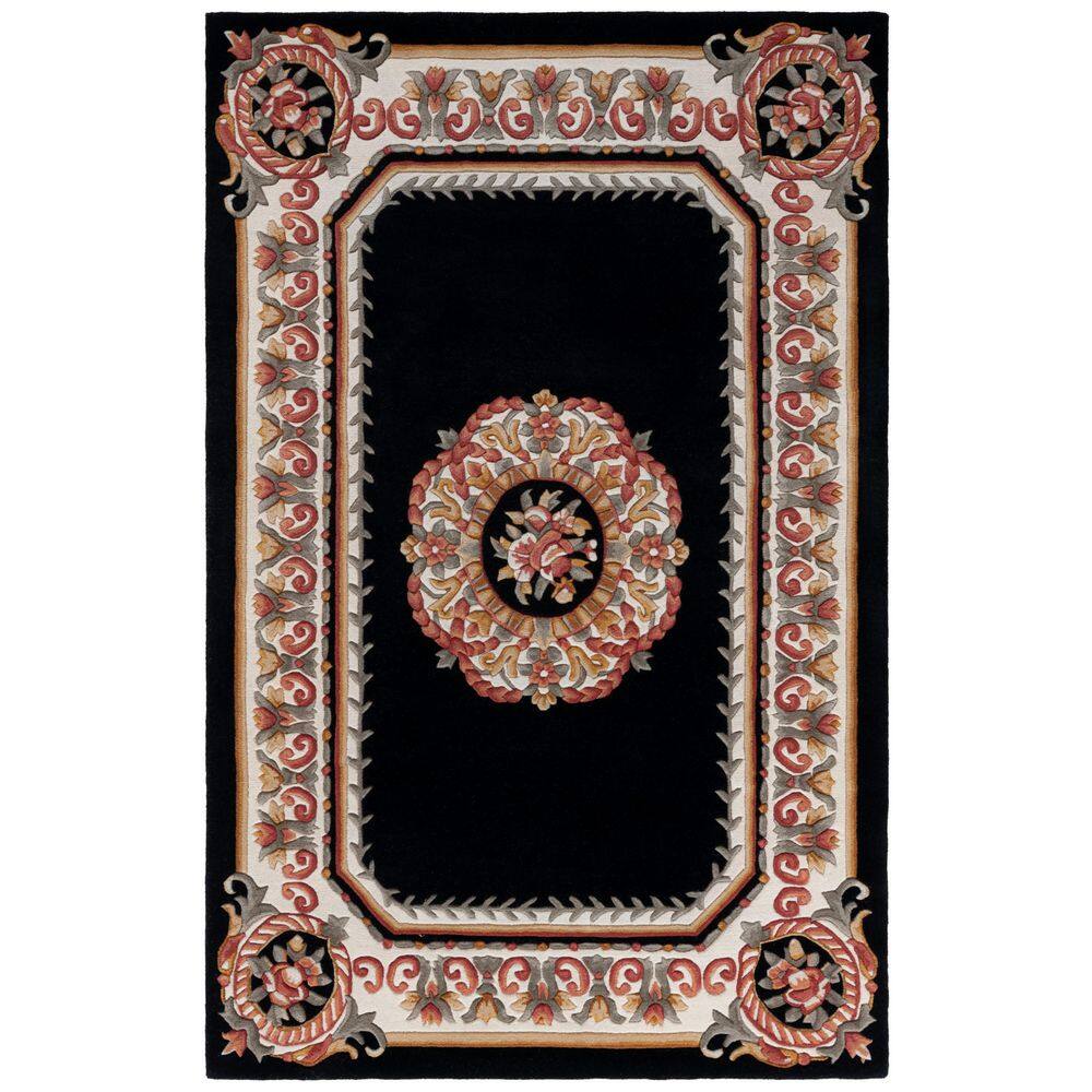SAFAVIEH Naples 6 ft. x 9 ft. Black/Ivory Ornate Medallion Area Rug ...