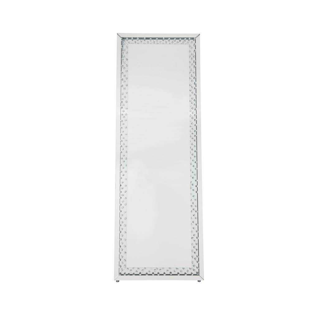 Acme Furniture Nysa Silver 22 in. W x 63 in. H Glam Rectanle Glass ...