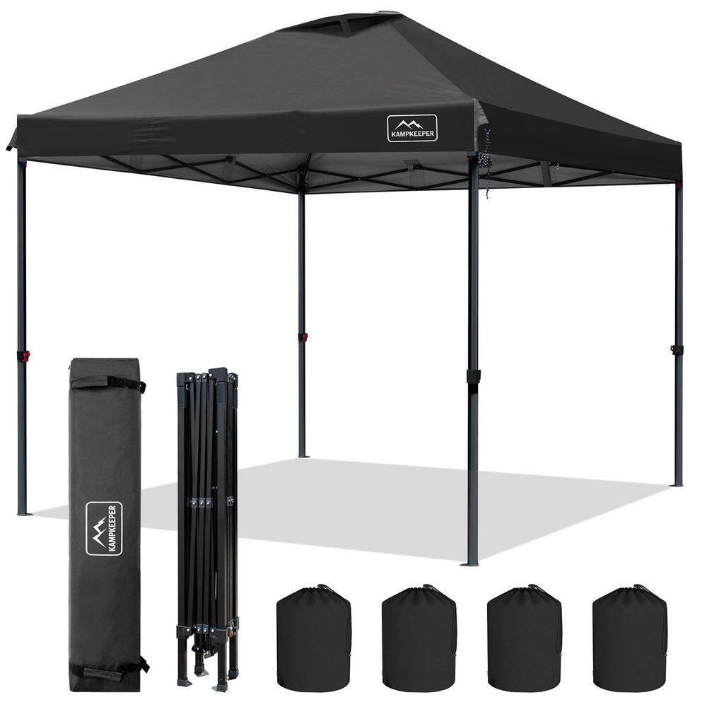 10 ft. x 10 ft. Black Pop Up Canopy Tent with 2 Sidewalls, Adjustable ...
