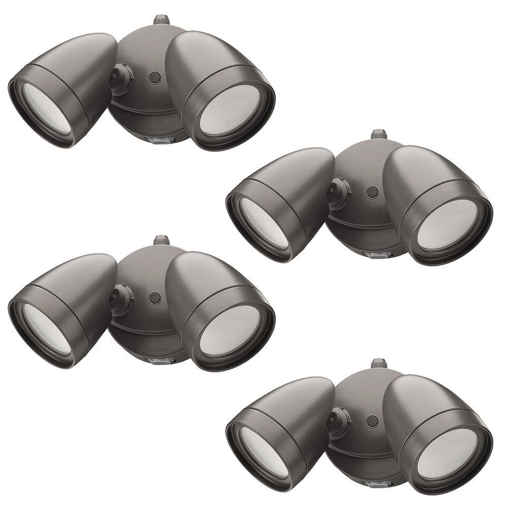 Commercial Electric 2-Head Bronze Outdoor Integrated LED Security Flood ...