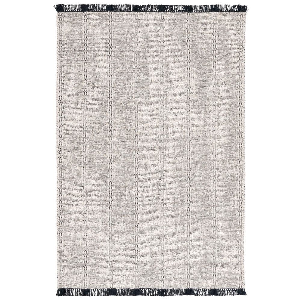 SAFAVIEH Manhattan 8 ft. x 10 ft. Ivory/Black Solid Color Distressed ...