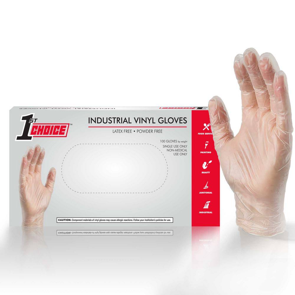 1st Choice Clear Vinyl Industrial Powder-Free, 3 mil, Disposable Gloves ...