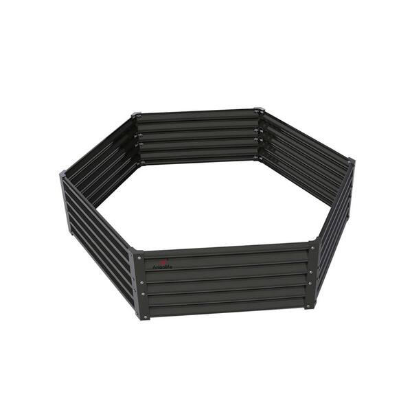 Zeus & Ruta 70 in. x 60 in. x 18 in. Metal Hexagon Outdoor Galvanized ...