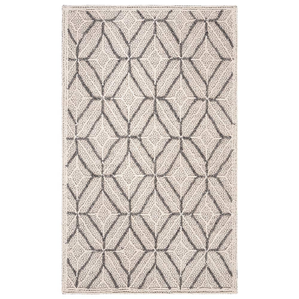 SAFAVIEH Trace Gray/Black Doormat 3 ft. x 5 ft. Border Geometric Area ...
