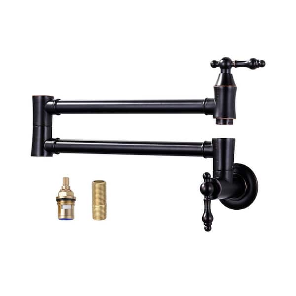 VEVETTA ﻿Brass Wall Mounted Pot Filler Double Joint Swing Arms Kitchen ...