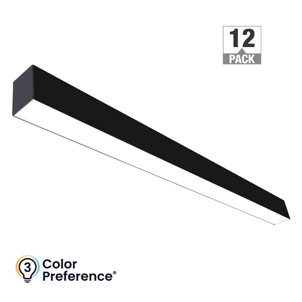 ETI LIGHTING 8-Pack 4 ft. Integrated LED Black Strip Light Fixture ...