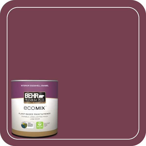 BEHR PREMIUM PLUS 1 qt. #T11-4 Blood Rose Eggshell Enamel EcoMix Plant ...