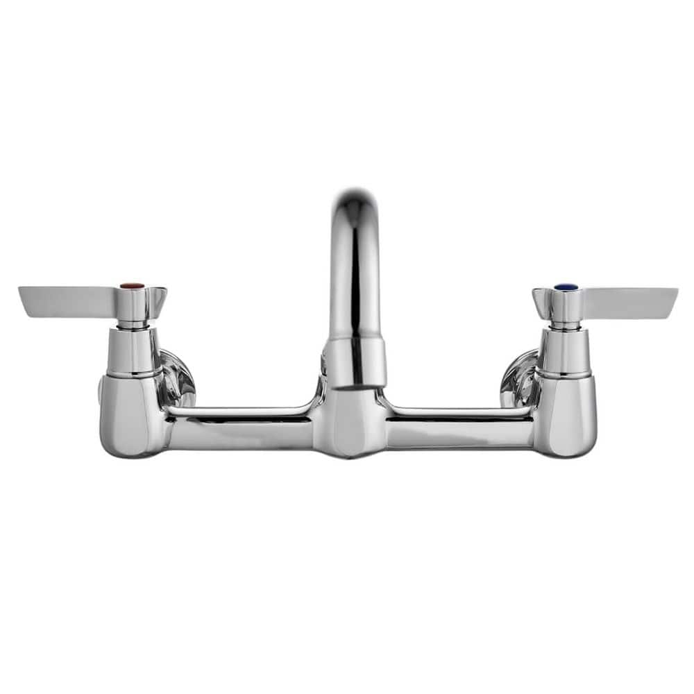 Anqtovp Wall Mount Utility Kitchen Sink Faucet 8 in. Center Chrome ...
