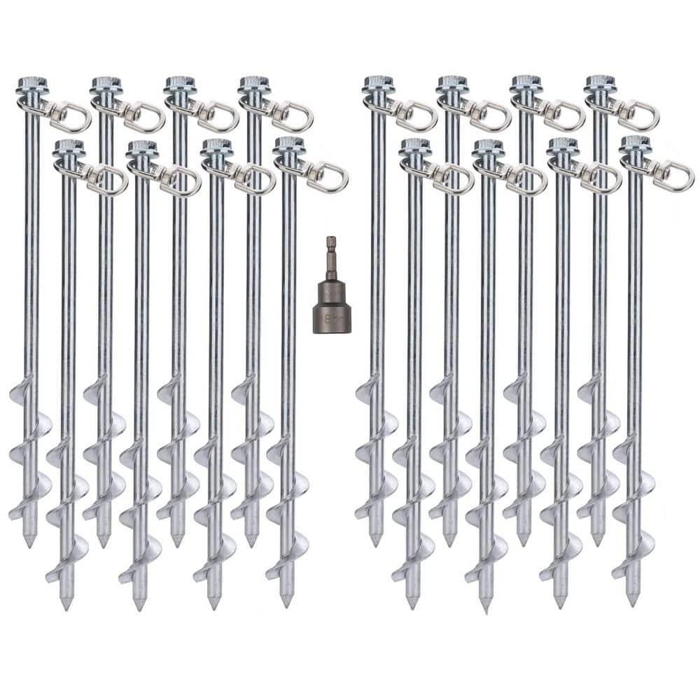 MOEPISY 16 Pieces 12 in. Ground Anchors Screw in, Earth Anchors with ...