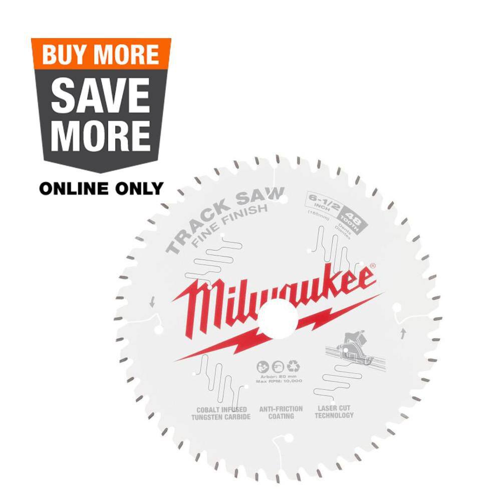 Milwaukee 6-1/2 in. x 48-Tooth Fine Finish Track Saw Blade (1-Pack) 48 ...