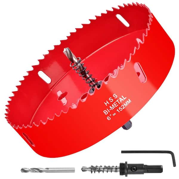 6 in. Hole Cutter for Wood Plastic Drywall Metal HSS Bi-Metal Hole Saw ...
