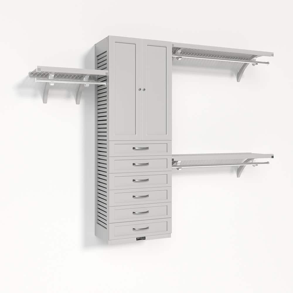 John Louis Home 72 in. W-120 in. W White Walk in with 6 Shaker Style ...