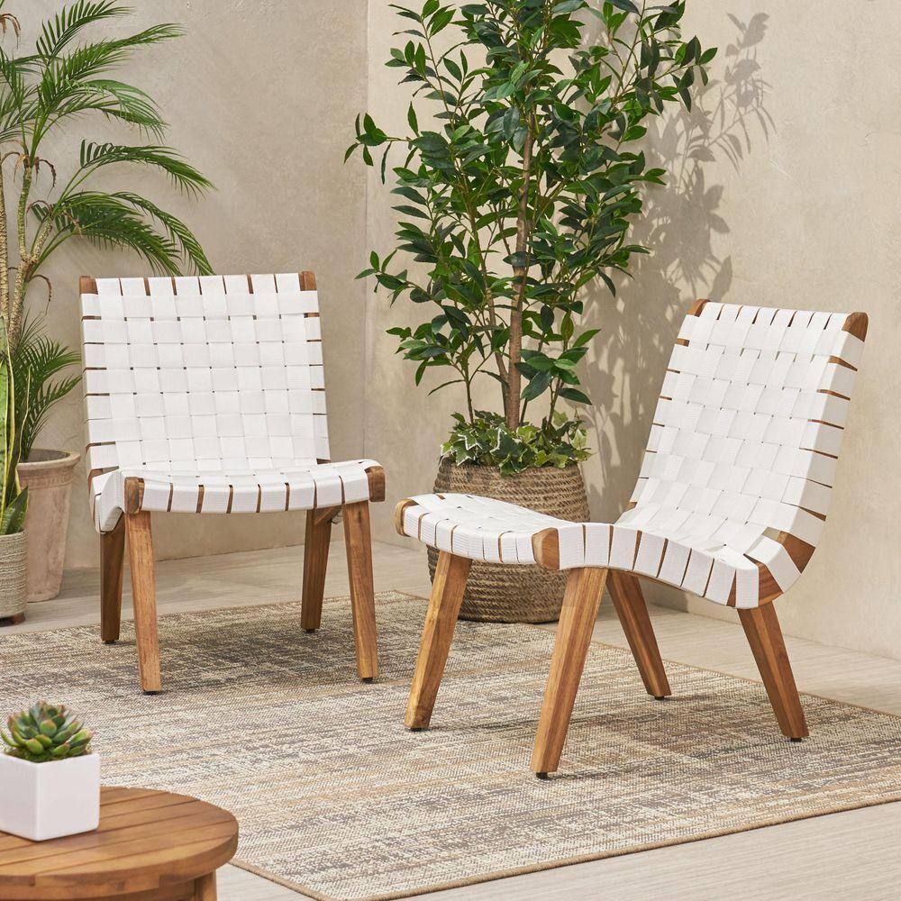 COWLOWN White Finish Wood Outdoor Dining Chair (Set of 2) 2025-12-12-4 ...