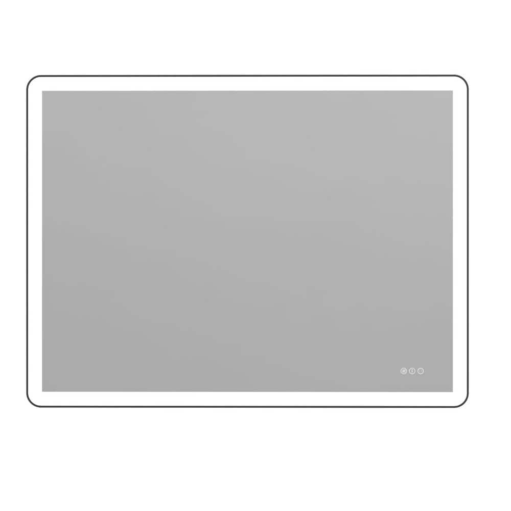 VANITYFUS 48 in. W x 36 in. H Rectangular Framed Anti-Fog LED Light ...