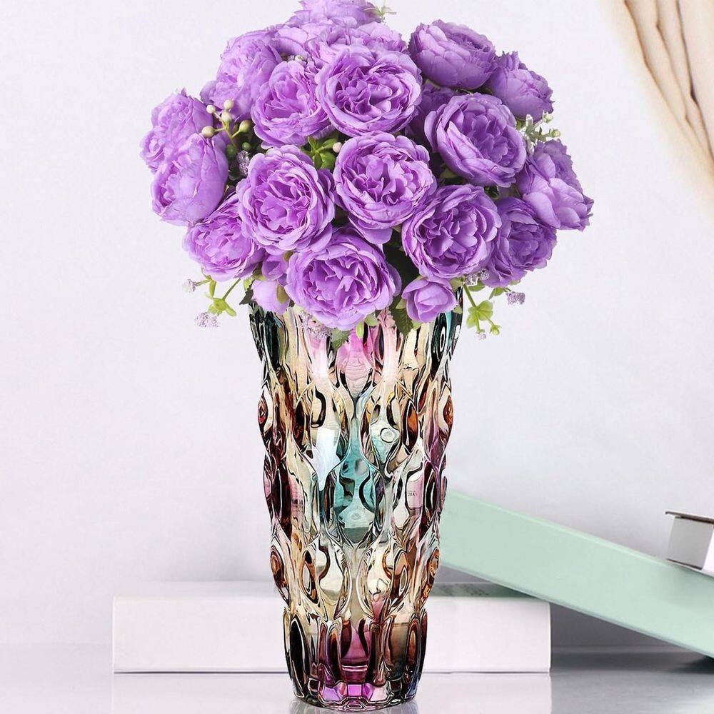 9.4 in. Multi-Colored Thickened Glass Decorative Vases for Table ...