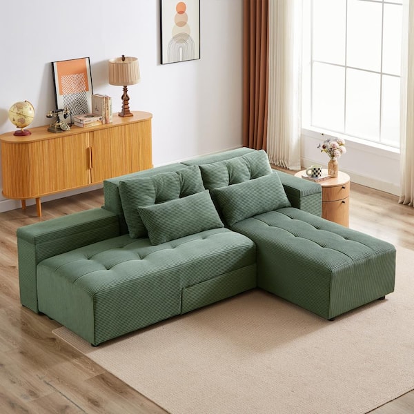 Noble House Brannix 94 in. Upholstered Corduroy 3-in-1 Convertible ...