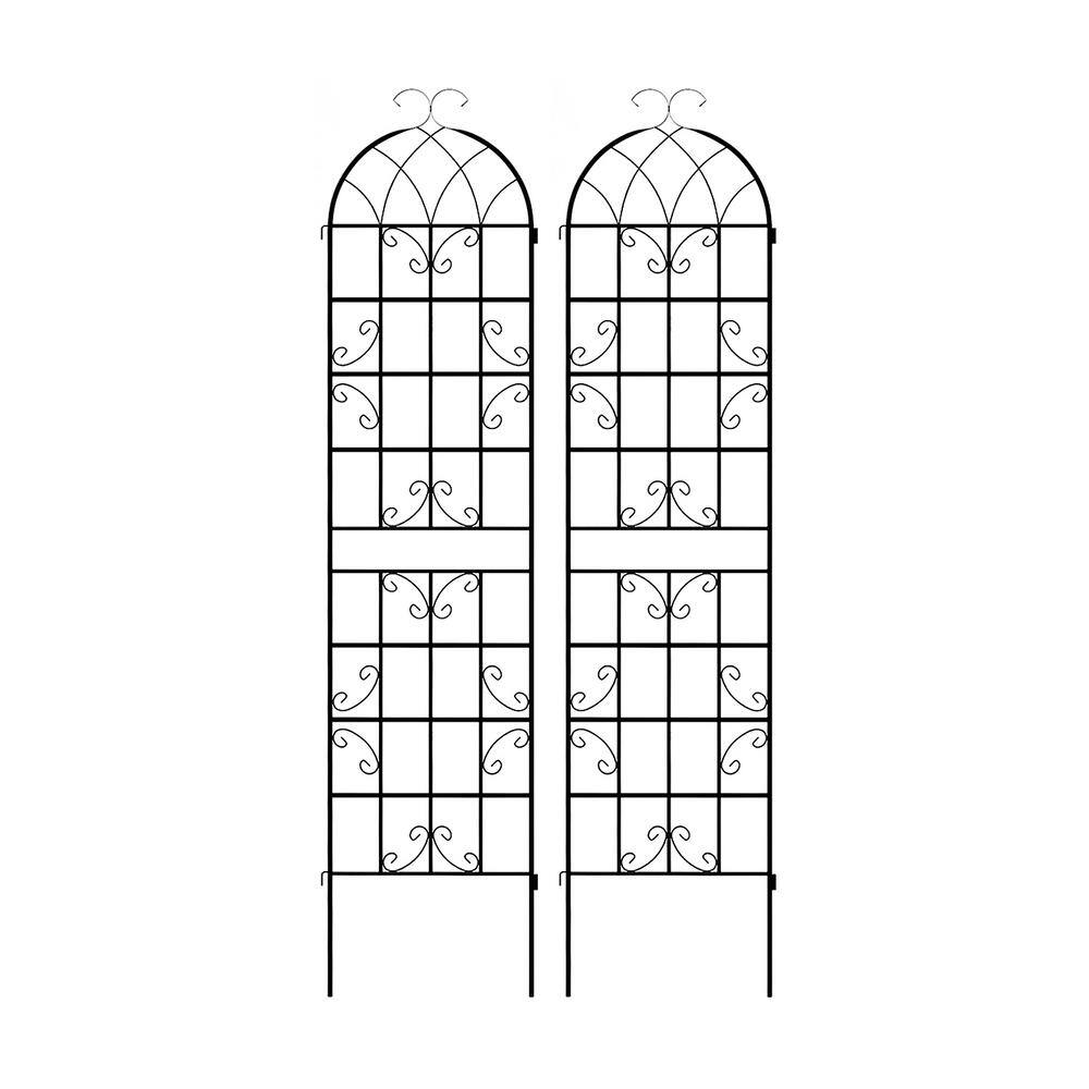ANGELES HOME 2 Pack 87 in. Metal Garden Trellis Decorative for Climbing ...