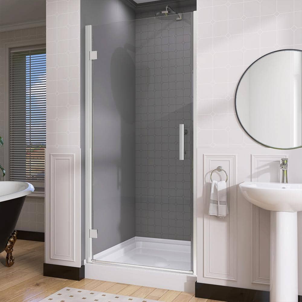 NTQ 30 to 31.25 in. W x 72 in. H Left Hinged Frameless Pivot Swing ...