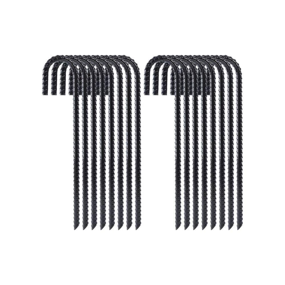 Justincity Black 12 in. Stakes Heavy Duty J Hook for Tent, Chain Link ...