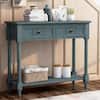 Qualler 36 in. Rectangle Navy Wood Console Table with 2-Drawers and ...