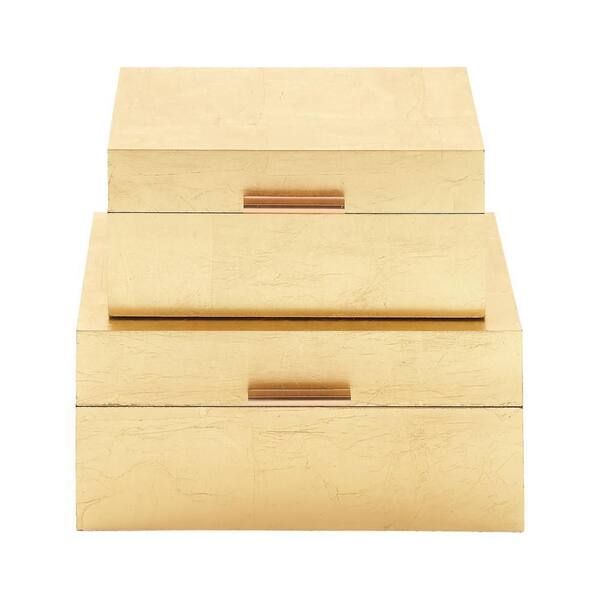 CosmoLiving by Cosmopolitan Rectangle Wood Box with Textured Foiled ...