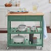 StyleWell Glenville Endive Green Rolling Kitchen Cart with Butcher ...