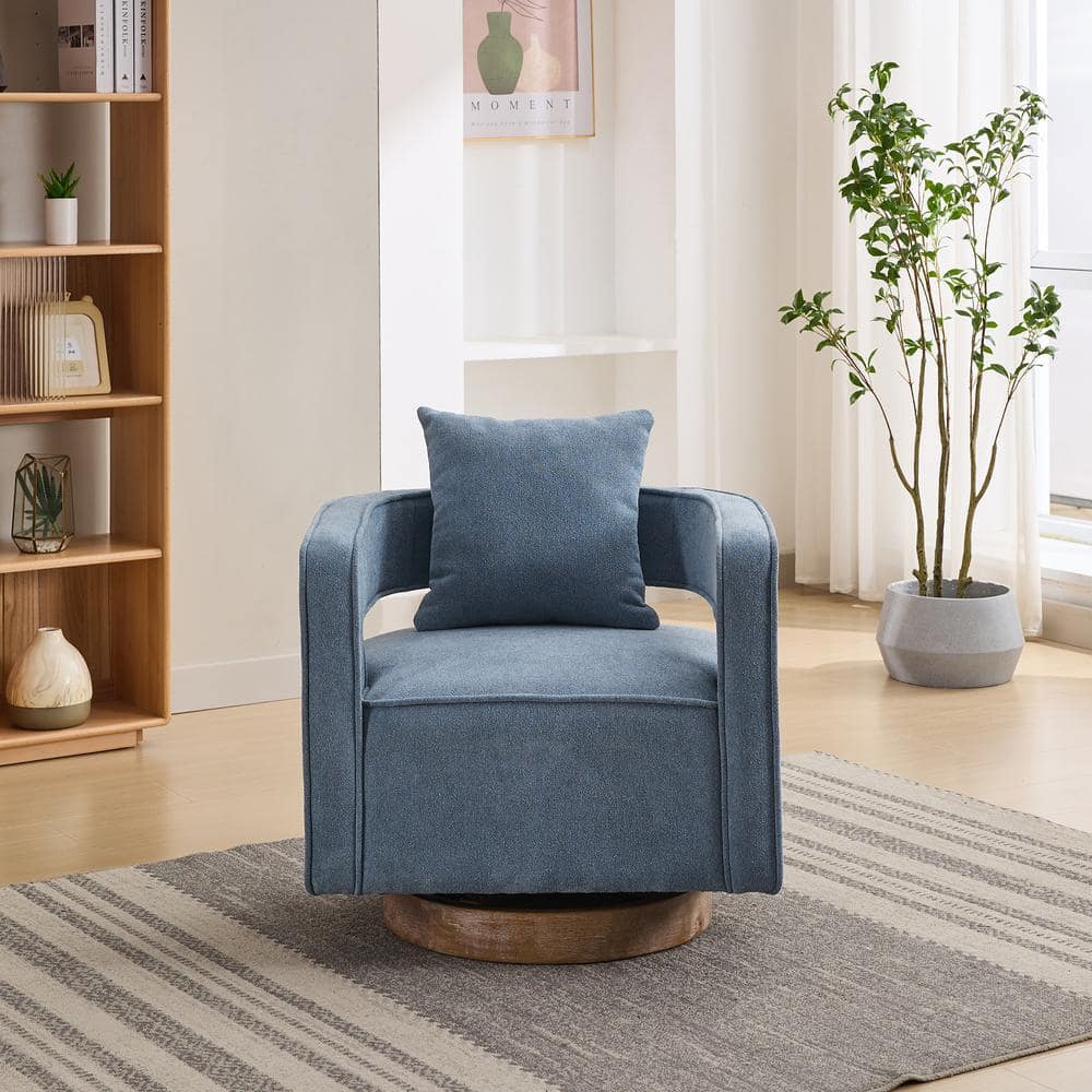 JUJABU 29.1 in. W Blue Swivel Modern Upholstered Accent Arm Chair with ...