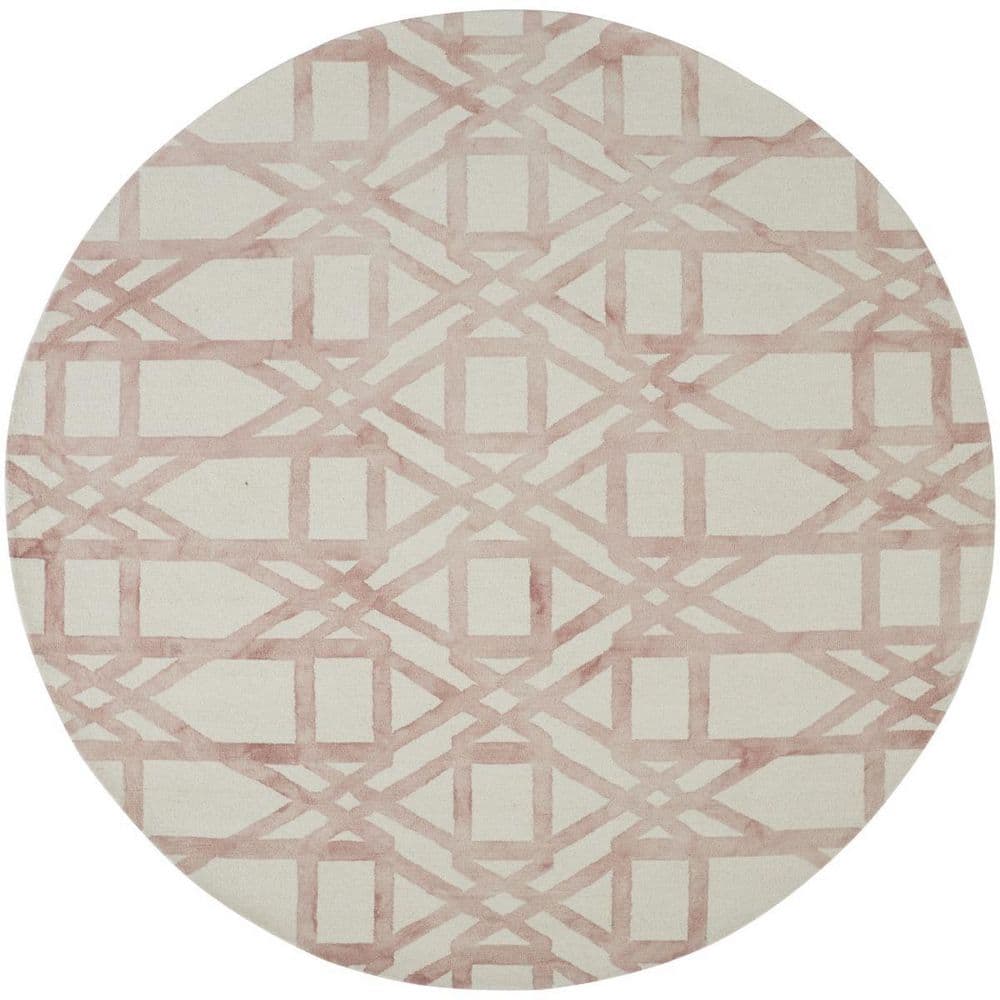 HomeRoots 10 ft. Round Pink, Ivory Abstract Area Rug 2000567897 - The ...