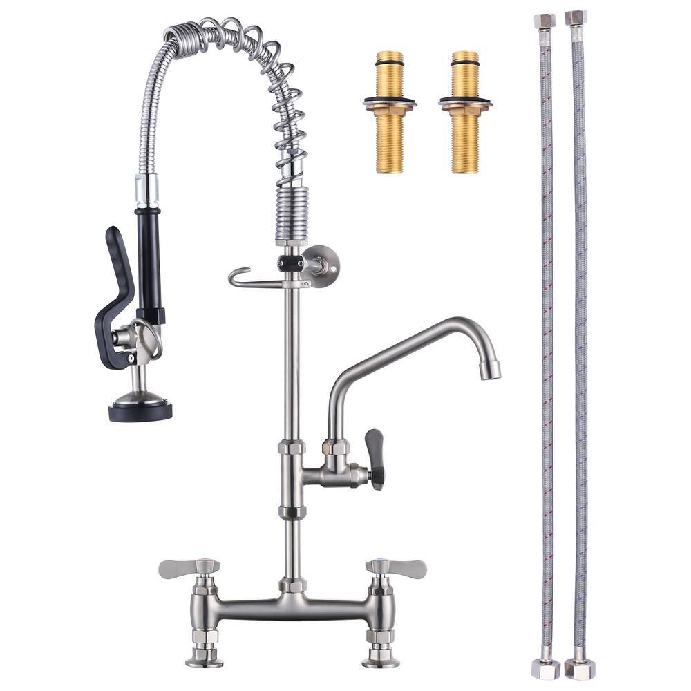 IVIGA Brass Deck Mount Commercial Triple Handle Pull Down Sprayer ...
