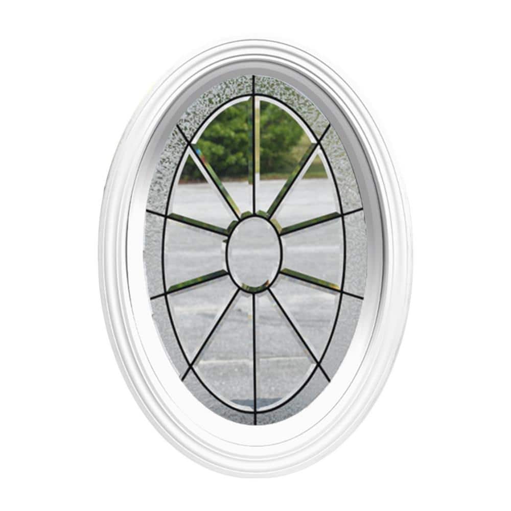 Hy-Lite 23.5 in. x 35.5 in. Radiance Decorative Glass White Oval Black ...
