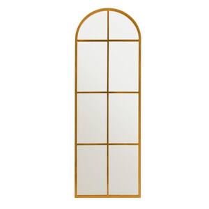 Dovelina 23 in. W x 70 in. H Iron Frame Gold Arch Window Pane ...