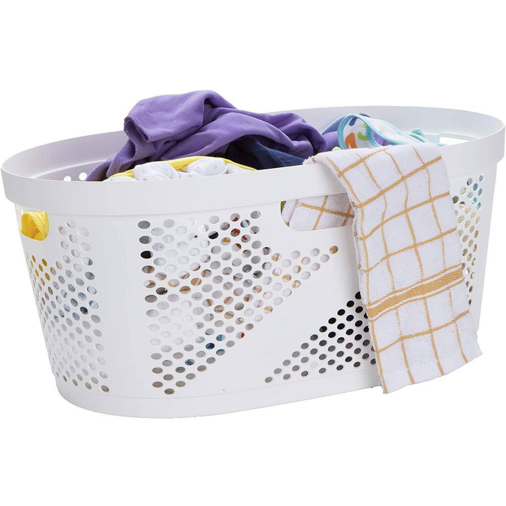 White Plastic Laundry Basket with Cut-out Handles 40 Liter laundry-436 ...