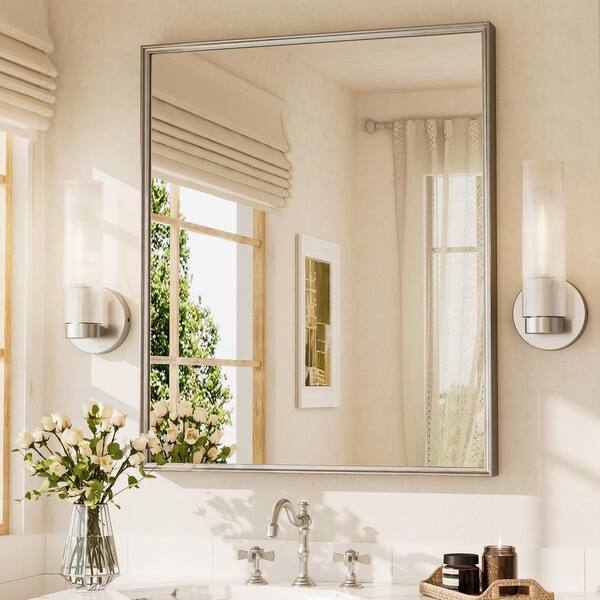KeonJinn 30 in. W x 36 in. H Stainless Steel Retangular Framed Wall ...