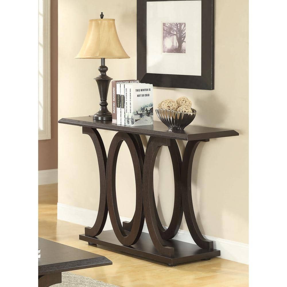 Coaster 42 in. Cappuccino Standard Rectangle Wood Console Table 703149 ...