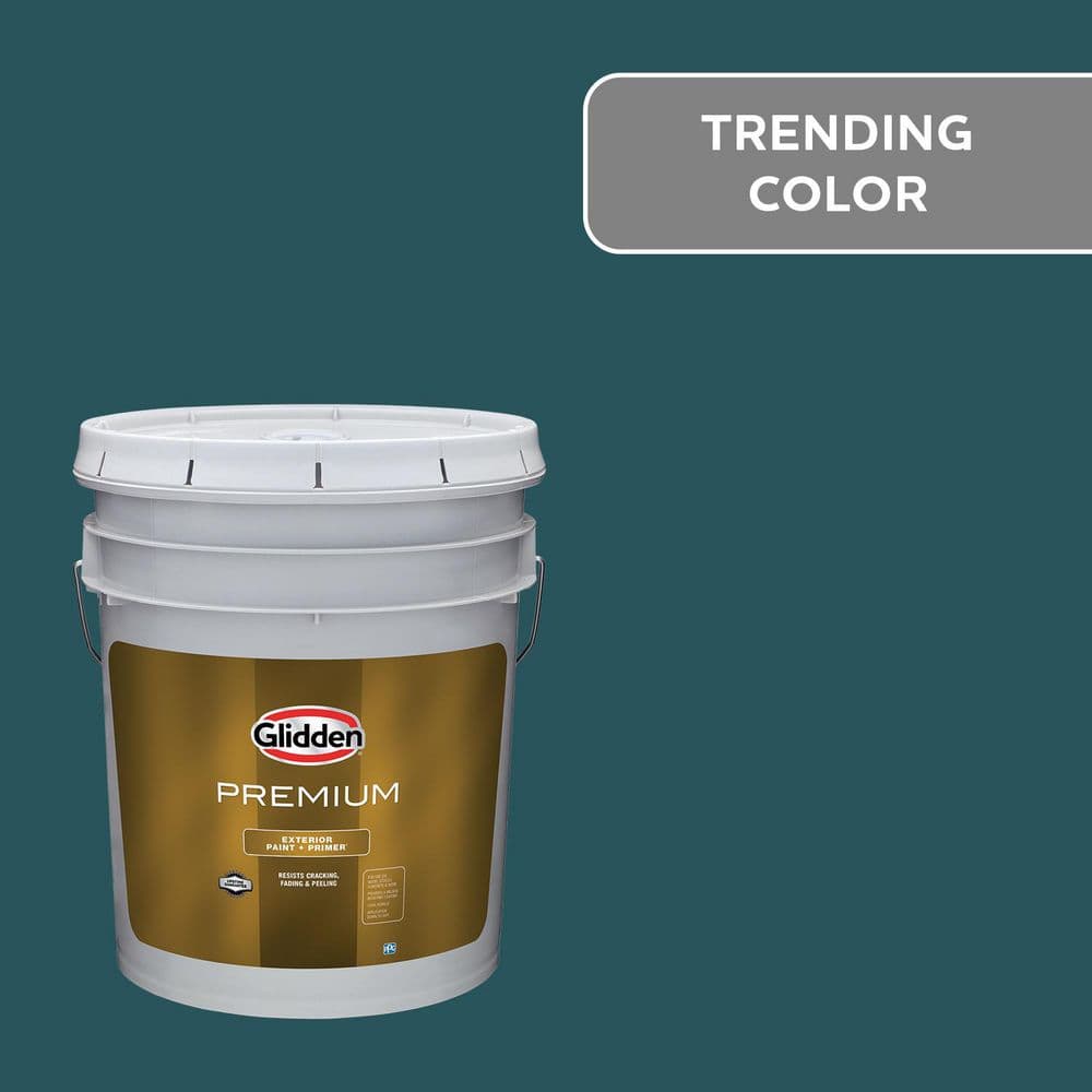 Glidden Premium 5 gal. PPG1148-7 Deep Emerald Flat Exterior Latex Paint ...