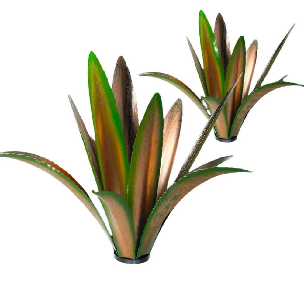 Agave Metal Plant Country Garden Sculpture (2,12 Leaves Green ...