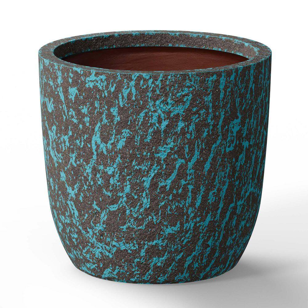 Morrava 17 in. Large Blue Patina (Enhanced Interior) Concrete Round ...