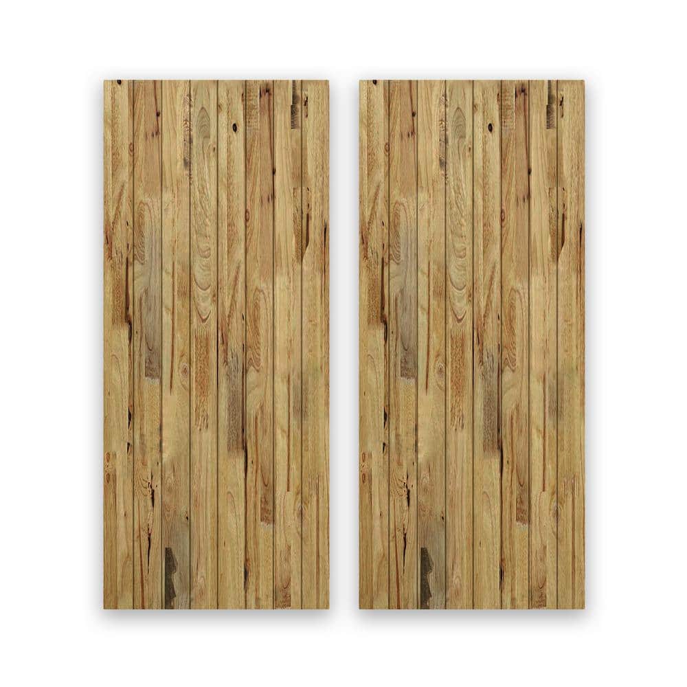 CALHOME 48 in. x 80 in. Hollow Core Weather Oak Stained Pine Wood ...