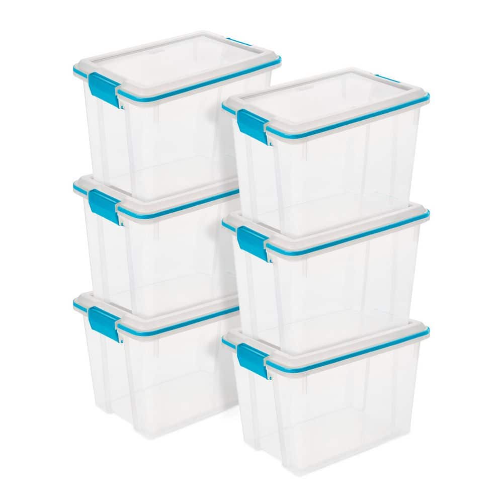 Sterilite 20 Qt. Gasket Box with Clear Base and Lid (6-Pack) 6 x ...