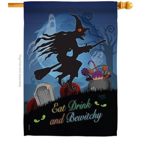 Breeze Decor 28 in. x 40 in. Bewitchy Fall House Flag Double-Sided ...
