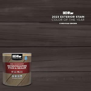 BEHR PREMIUM 1 qt. #ST-105 Padre Brown Semi-Transparent Waterproofing ...