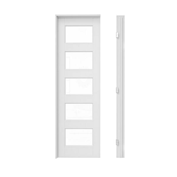 EH PUERTA 24 in. x 80 in. 5-Lite Clear Glass Right Hand White Solid ...