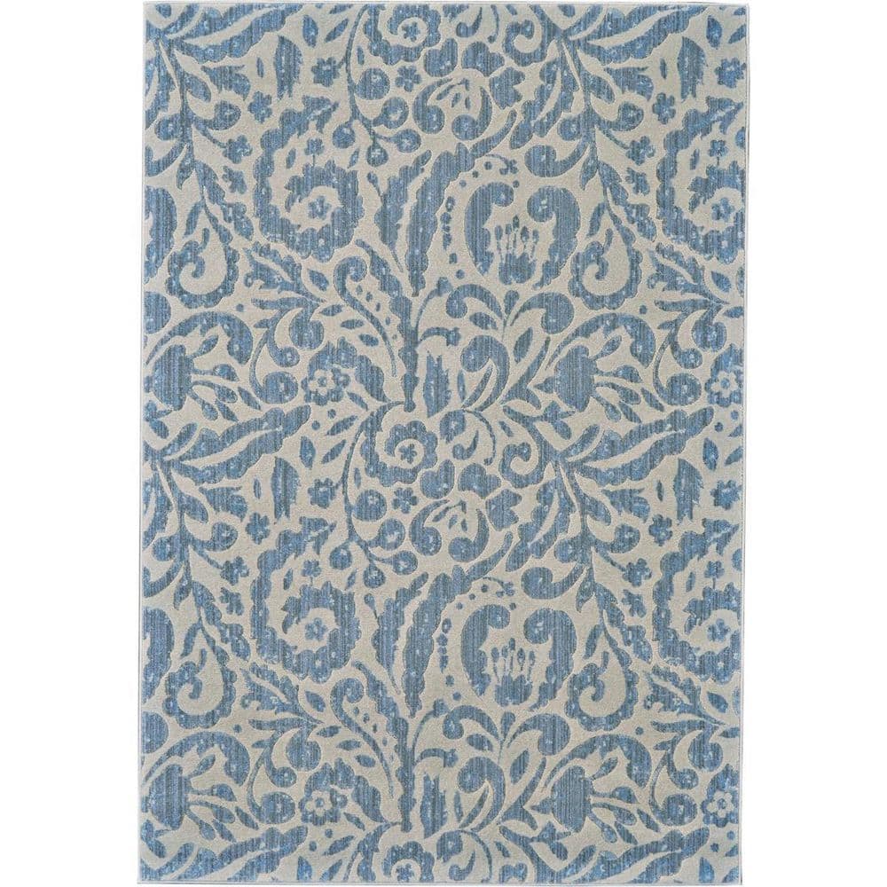HomeRoots 10 ft. x 14 ft. Blue, Ivory Floral Area Rug 2000511262 - The ...