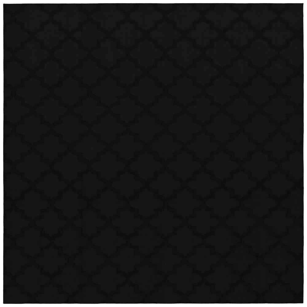 Garland Rug Quatro Black 12 Ft. x 12 Ft. Quatrefoil Polypropylene ...
